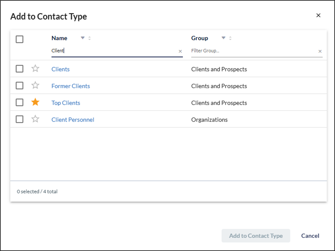 Contact Types – InterAction+ Hybrid